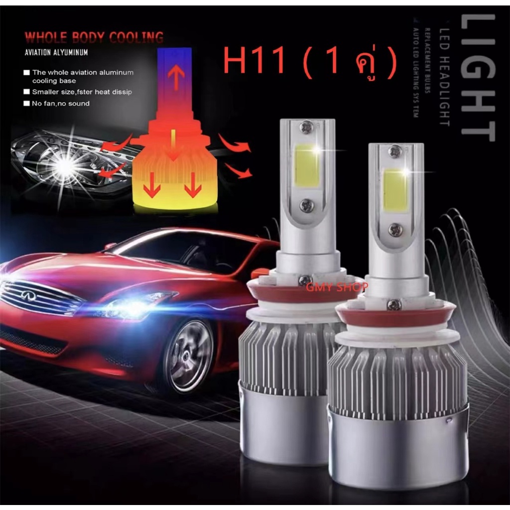 2PCS C6 LED Headlight H11 H8 H9 H9006 9005 H3 Car Headlight LED Bulb ไฟ ...
