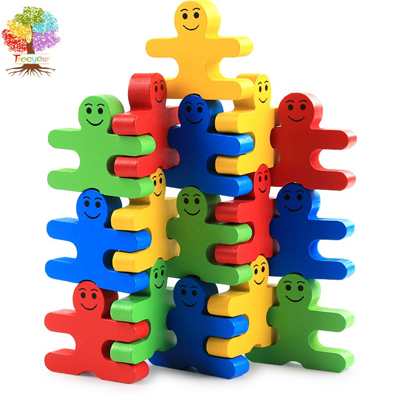 Treeyear Wood Building Blocks Stacking Game Toys for Kids Children ...