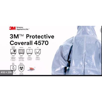 3M 4570 ชุดป้องกันสารเคมี//ทางชีวภาพแท้//ชุดป้องกันเชื้อไวรัส//ชุด ...