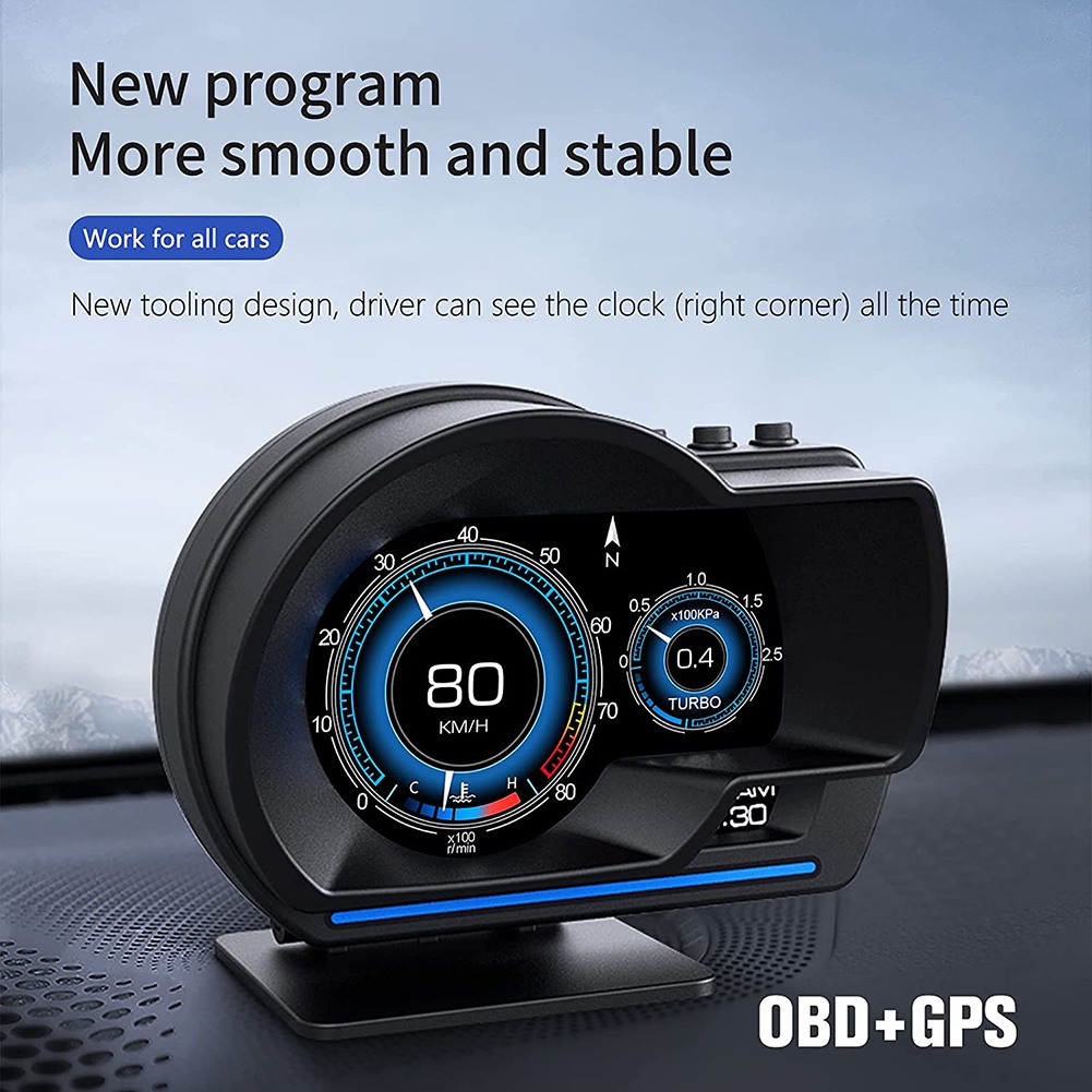 Head Up Display 12V Auto Display OBD+GPS Smart Car HUD Gauge Digital ...
