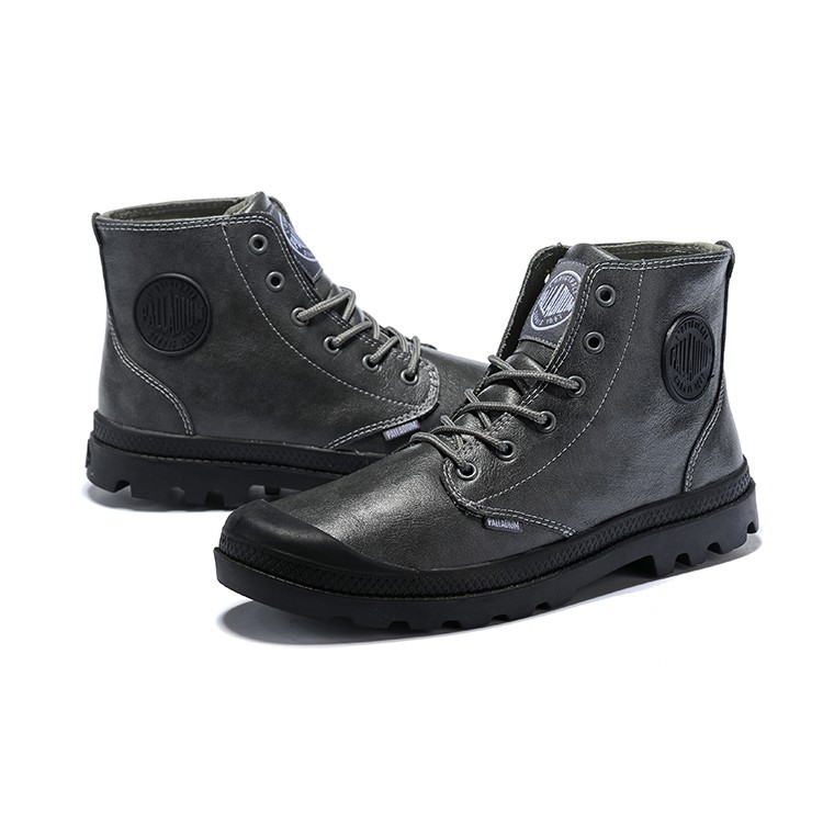 100Original PALLADIUM Grey Martin Boots Mens and womens Leather shoes ...