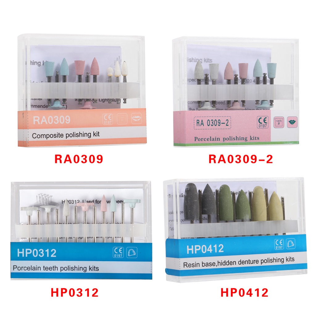 4 Type Dental RA/HP 2.35 Burs Porcelain/Composite Polishing Kit ...