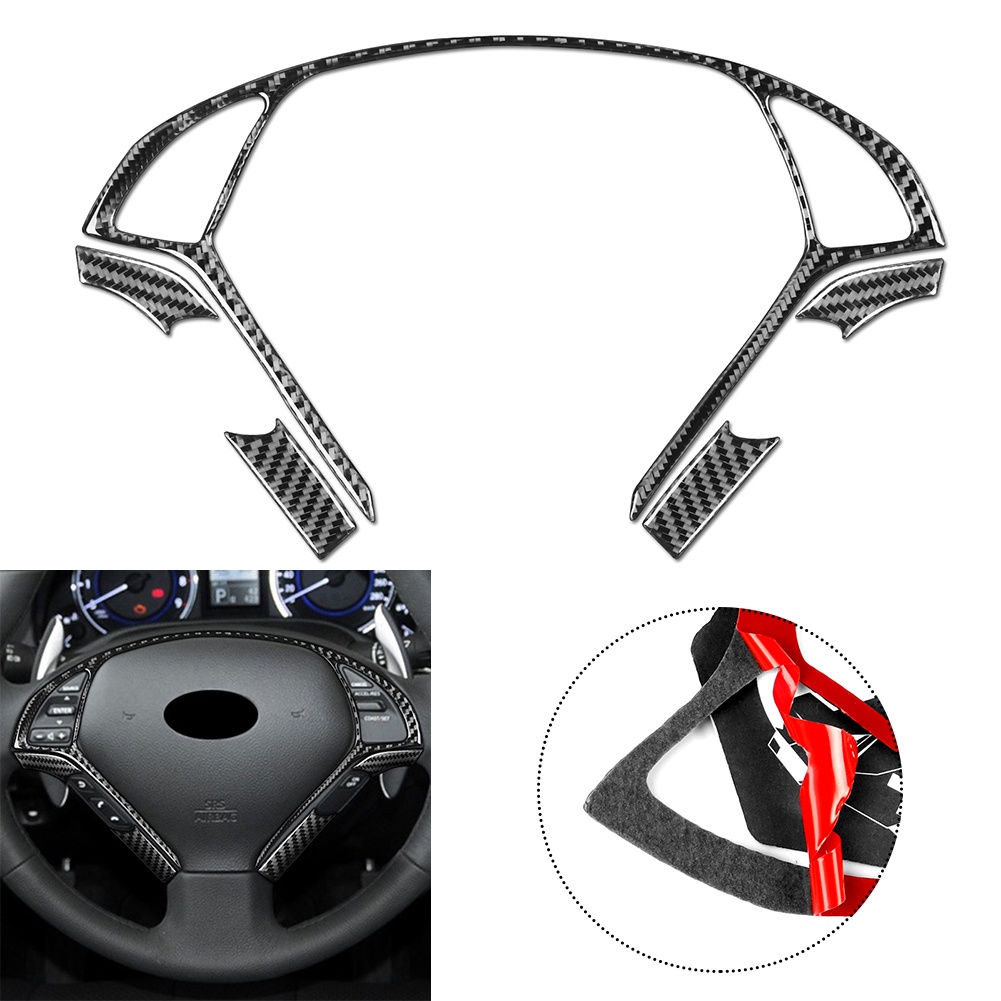 5pcs Carbon Fiber Steering Wheel Interior Sticker Set Panel Decoration ...