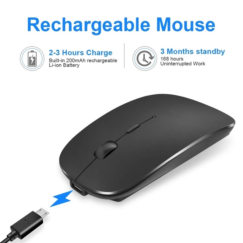 USB Wireless Chargeable Mute Mouse / DPI three-speed Adjustment Ultra ...