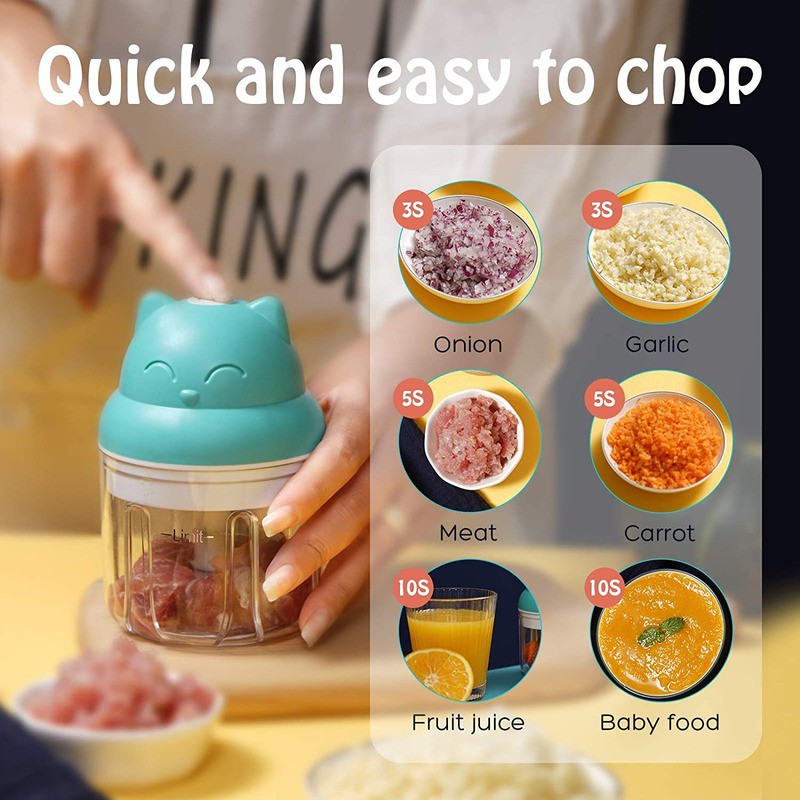 (new)Cordless and Rechargeable Electric Mini Food Chopper Cat Shaped ...