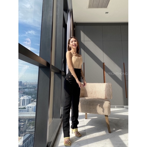 Promthong Golden button high waist trouser - beaubeaubb - ThaiPick