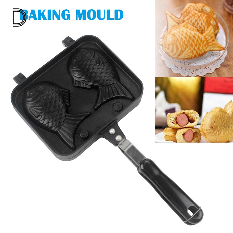Taiyaki Fish Shape Cake Maker Waffle Pan Mold Cast with 2 Sided Home ...