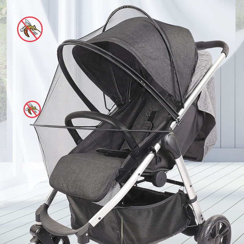 Folding Portable Black Polyester Full Cover Pram Net Baby Stroller ...