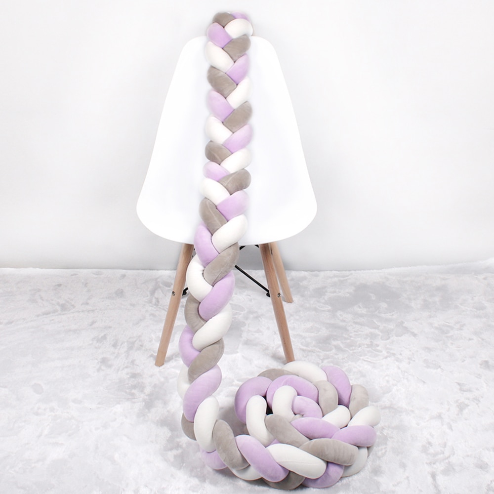 2M3M Baby Crib Bed Bumper Knotted Braided Plush Nursery Cradle Decor ...