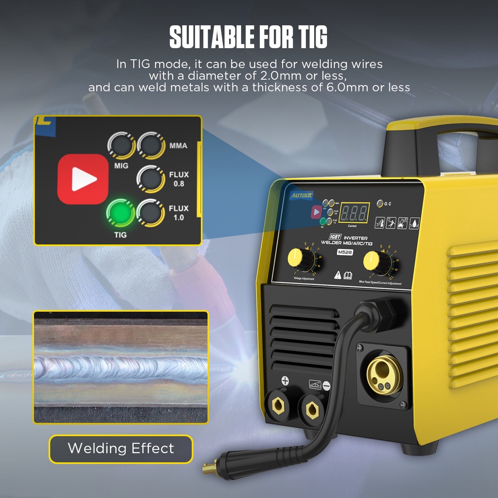 Autool M528 เครื่องเชื่อมบัดกรีอินเวอร์เตอร์ IGBT 220V MIG ขนาดพกพา ...