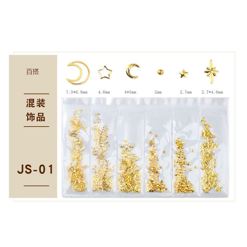 Nail Art Decoration Rivets Metal Decoration Star Moon Rivet Gold Circle ...