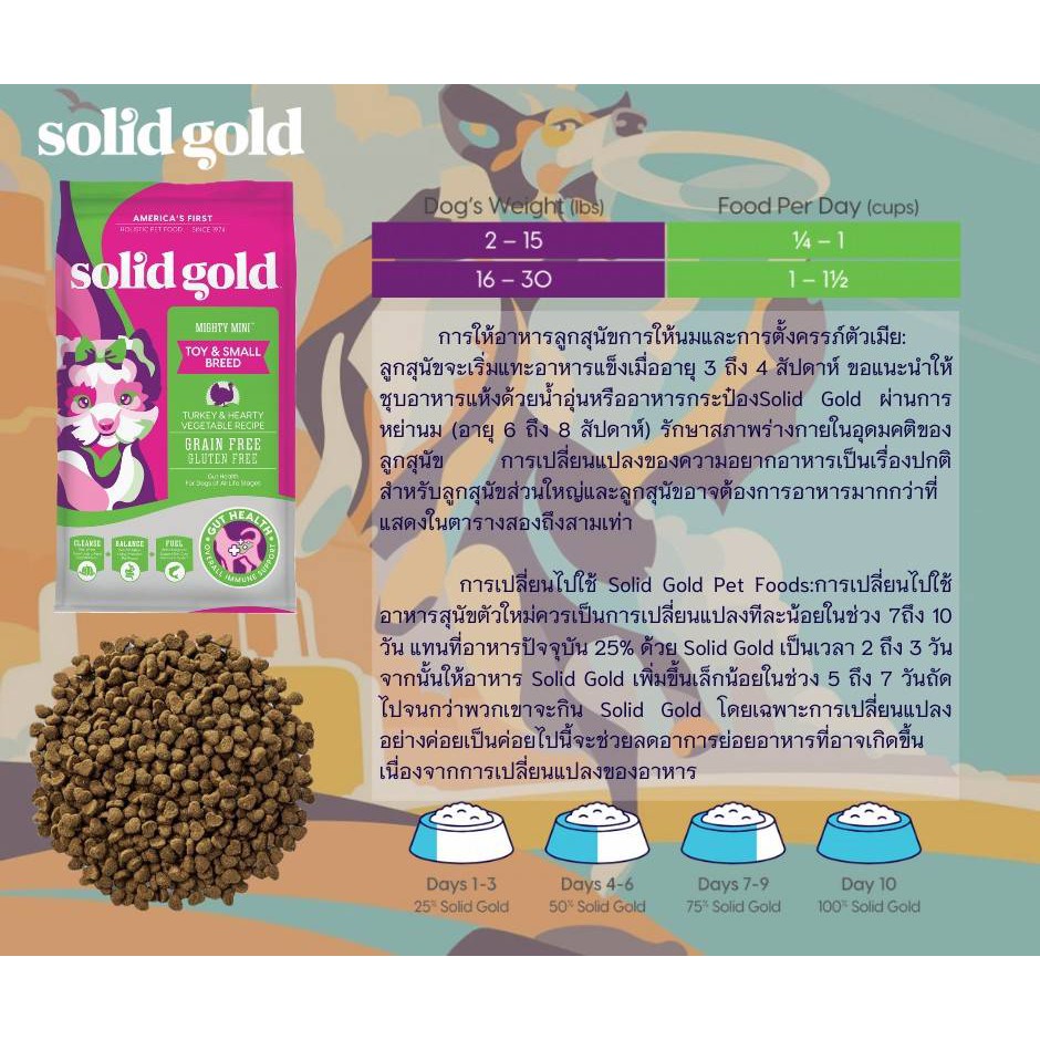 พร้อมส่ง อาหารสุนัข Solid Gold Mighty Mini ไมท์ตี้ มินิ สูตรไก่งวง และผักสด ขนาด 4.99 กิโลกรัม ...