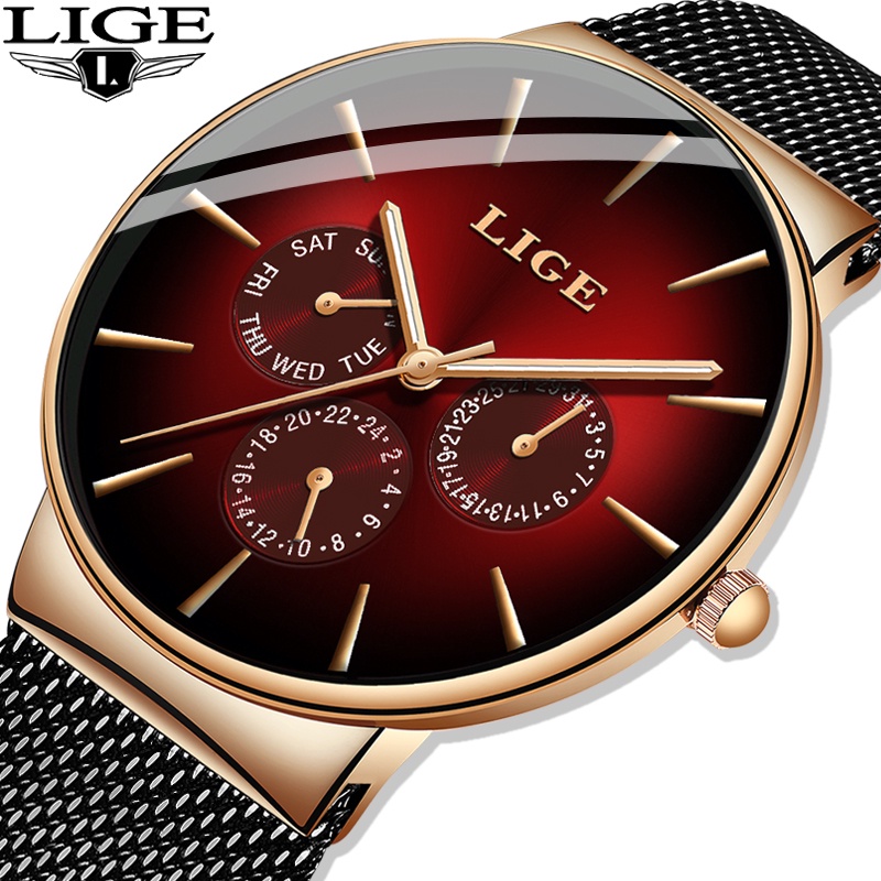 LIGE New Fashion Women Watches Top Brand Luxury Quartz Watch Women Mesh ...