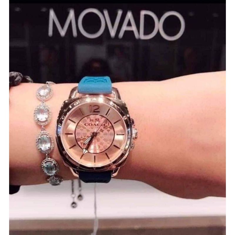 นาฬิกา Coach สายซิลิโคนสีน้ำเงิน หน้าปัดโรส - coachbyfonfon - ThaiPick