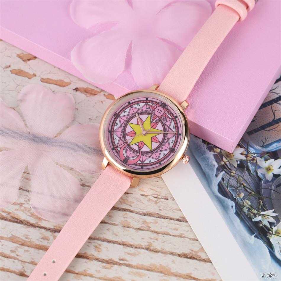 ™Japanese Anime Cardcaptor Sakura Theme Student Watches Pink Leather ...