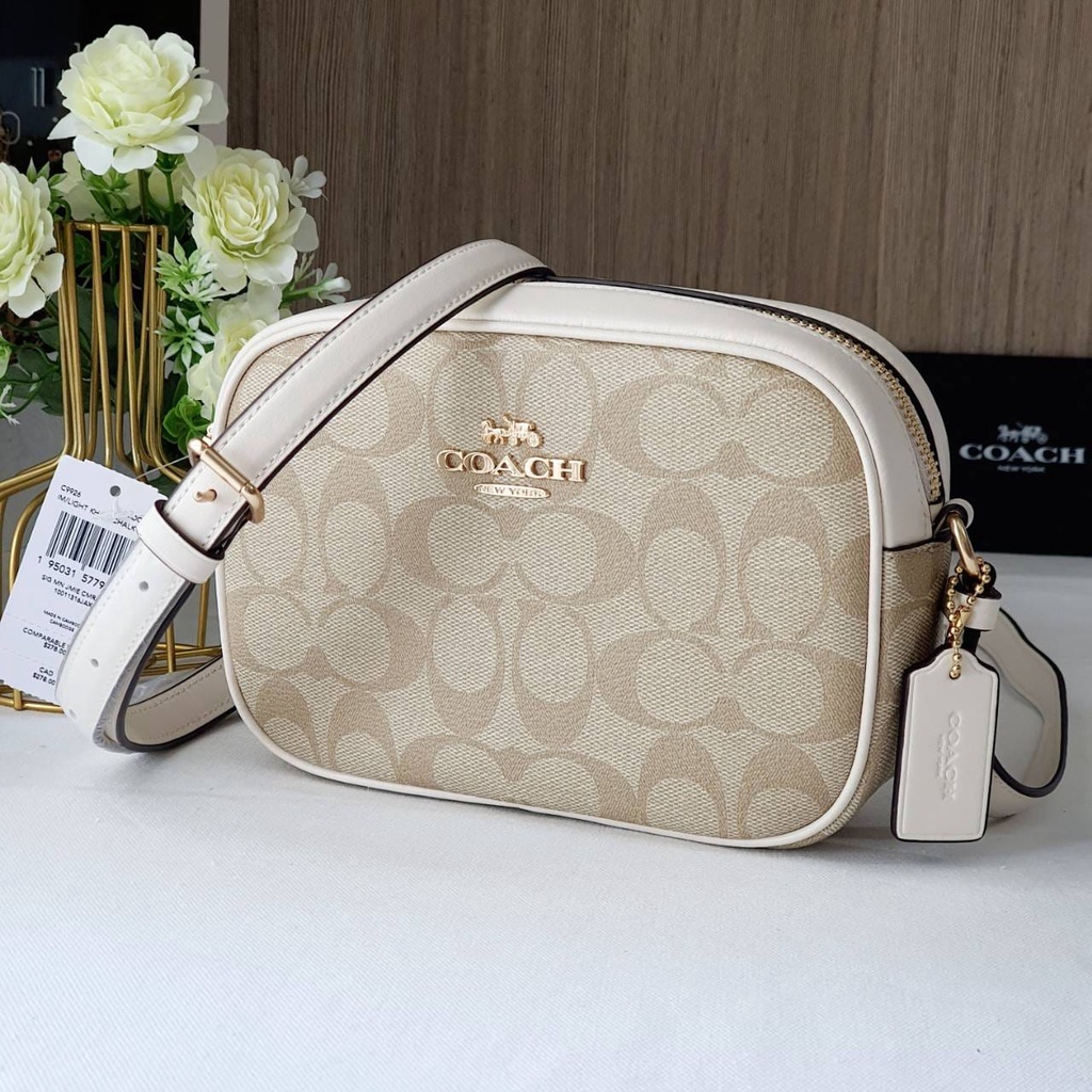 พร้อมส่ง แท้ New Coach Mini Jamie Camera Bag In Signature Canvas (C9926) GoldLight Khaki Chalk ...
