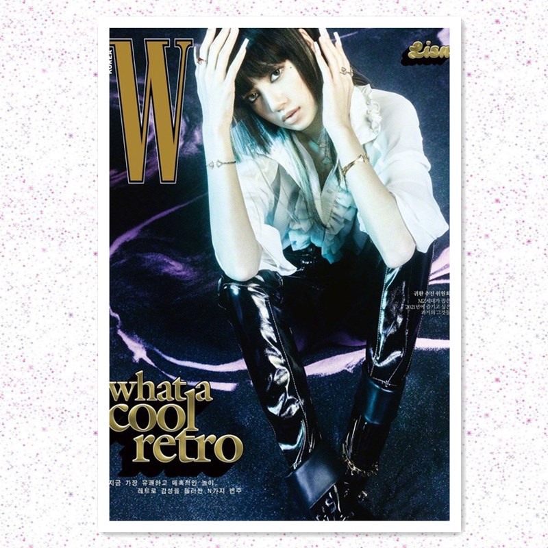 LISA [W KOREA] Cover Poster Sticker ลิซ่า โปสเตอร์ สติ๊กเกอร์ BLACK ...