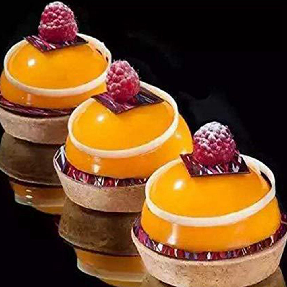 TEAK 4 Cavity Half Ball Sphere Mold Muffin Baking Cake Pan Silicone ...