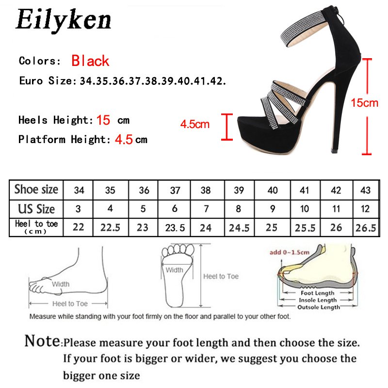 Eilyken Summer Fashion Crystal Gladiator Women39s Night Club Sandals Super High Heels Sexy ...