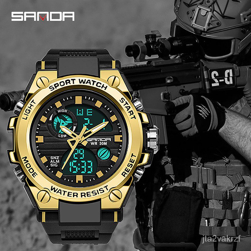 Sanda Military Waterproof Quartz LED Multi-function Luxury Fashion Men ...