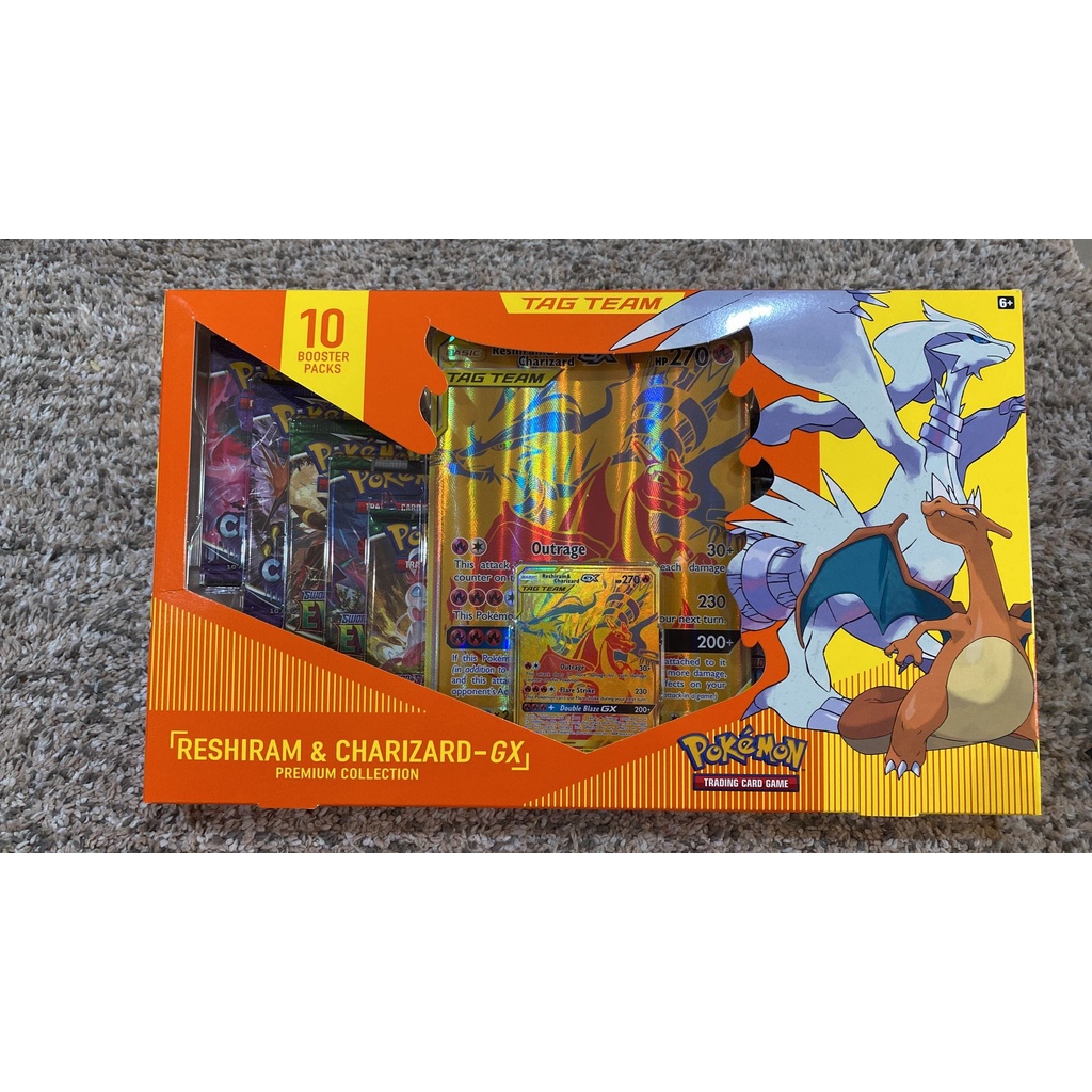 Pokemon Gold Charizard Reshiram Premium Collection Box | Shopee Thailand