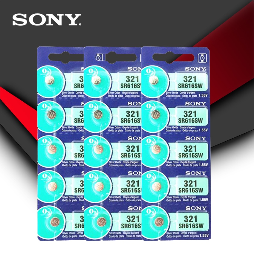 15pcs Sony 100% Original 321 SR616SW 1.55V Silver Oxide Watch Battery ...