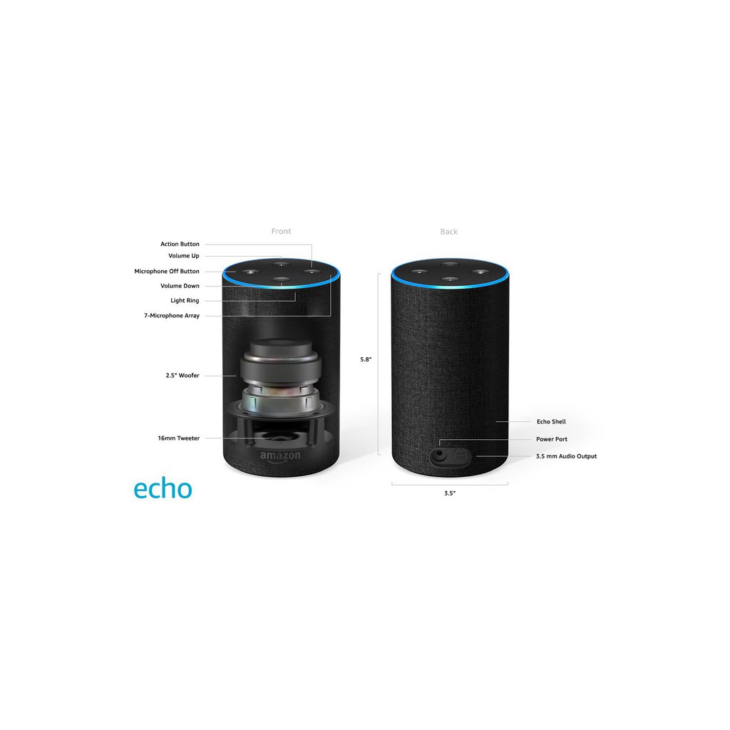 Amazon Echo Smart Speaker with Alexa Voice Recognition Control 2nd ...