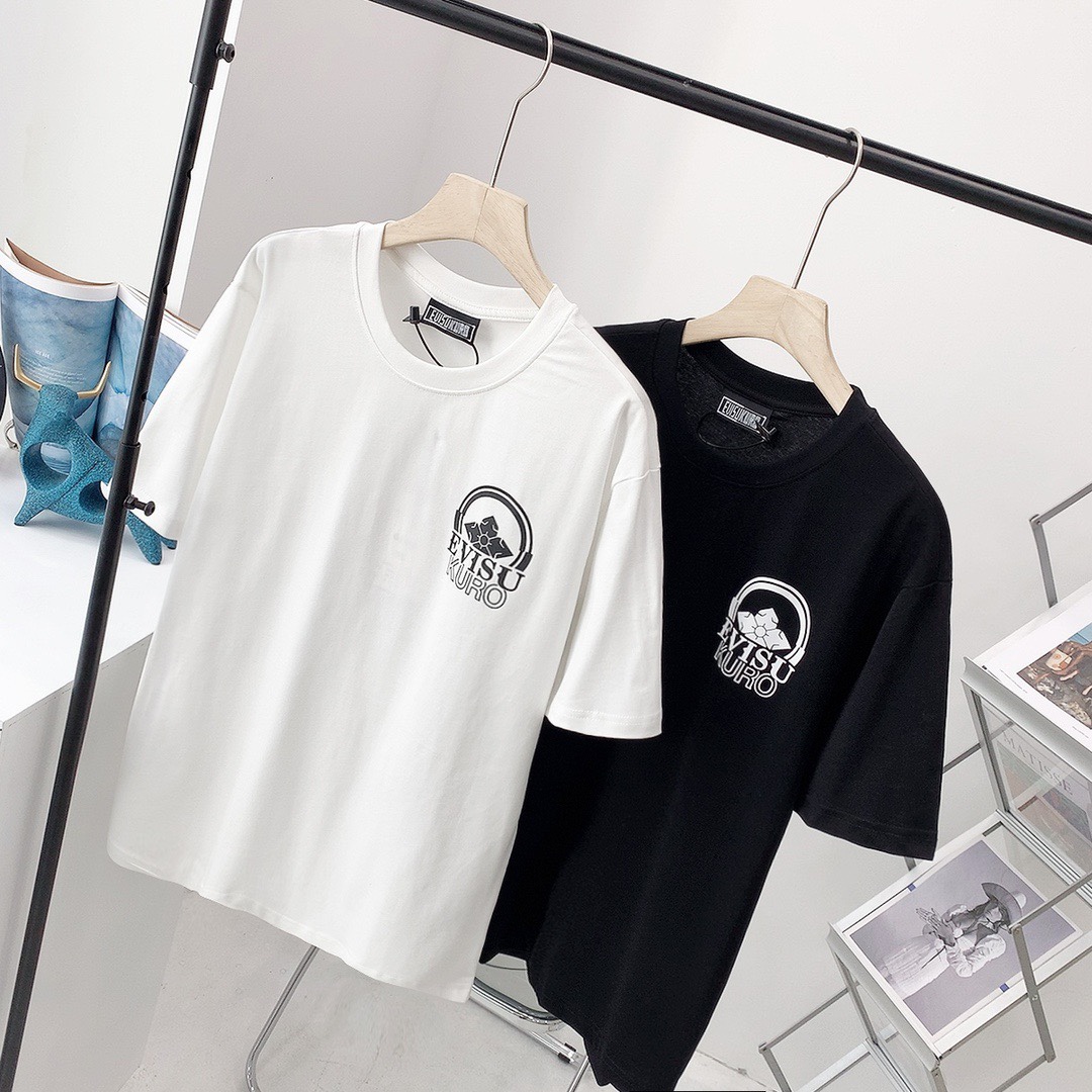 EVISU KURO TEE Printing Men's Fashion Casual Round Neck Short Sleeve T-shirt Pure Cotton M-2XL ...