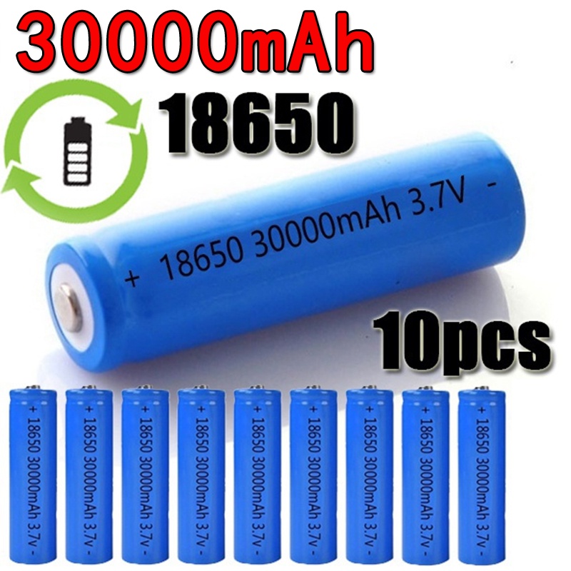 18650 Li ion Rechargeable Battery 30000mAh 3.7V Li ion Battery for LED Flashlight/electronic ...