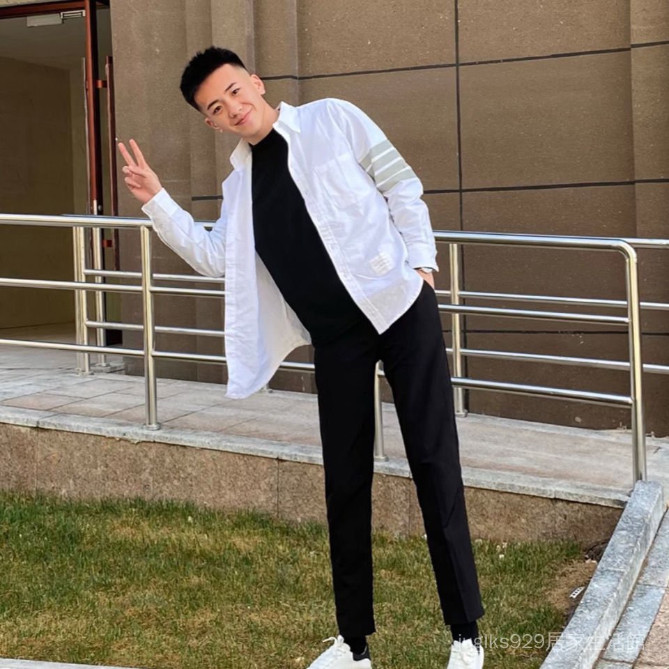 Spirit Guy เสื้อแจ็กเก็ต เสื้อแจ็กเก็ต สี่แถบ แฟชั่นฤดูร้อน สไตล์สตรีท ...
