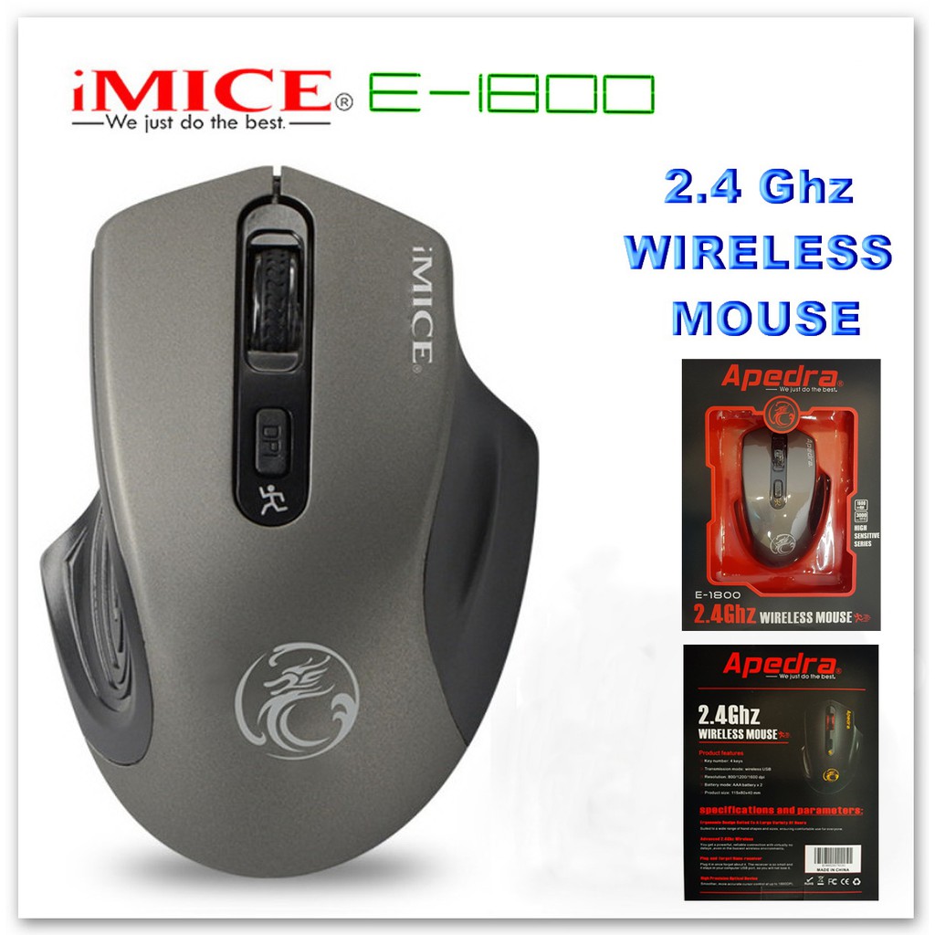 IMICE E-1800 2.4 G Optical Wireless Mouse Computer Gaming Ergonomic ...