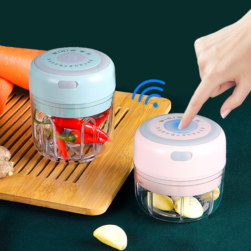 Electric Food Mini Garlic Press Gadget Vegetable Cutter Kitchen Chopper ...