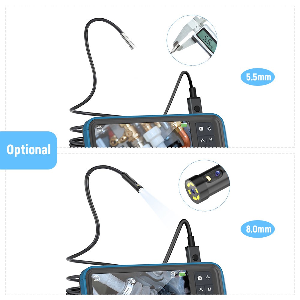 MINI 4.5inch HD Color Screen Digital Endoscope 5.5mm Single Lens IP67 ...