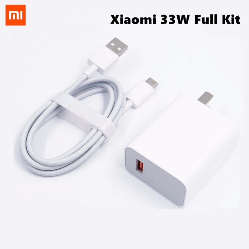 Original Xiaomi 33W Fast Charger Full Kit Type-C Cable For Mi 10 9 10T ...