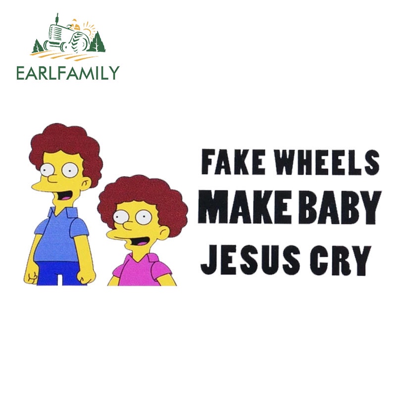 Earlfamily สติกเกอร์ ลาย Simpson Fake Wheels Make Baby Jesus Cry กัน ...