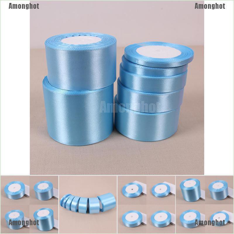 Amonghot Sky Blue 25 Yards Silk Satin Ribbon Wedding Party Decoration ...