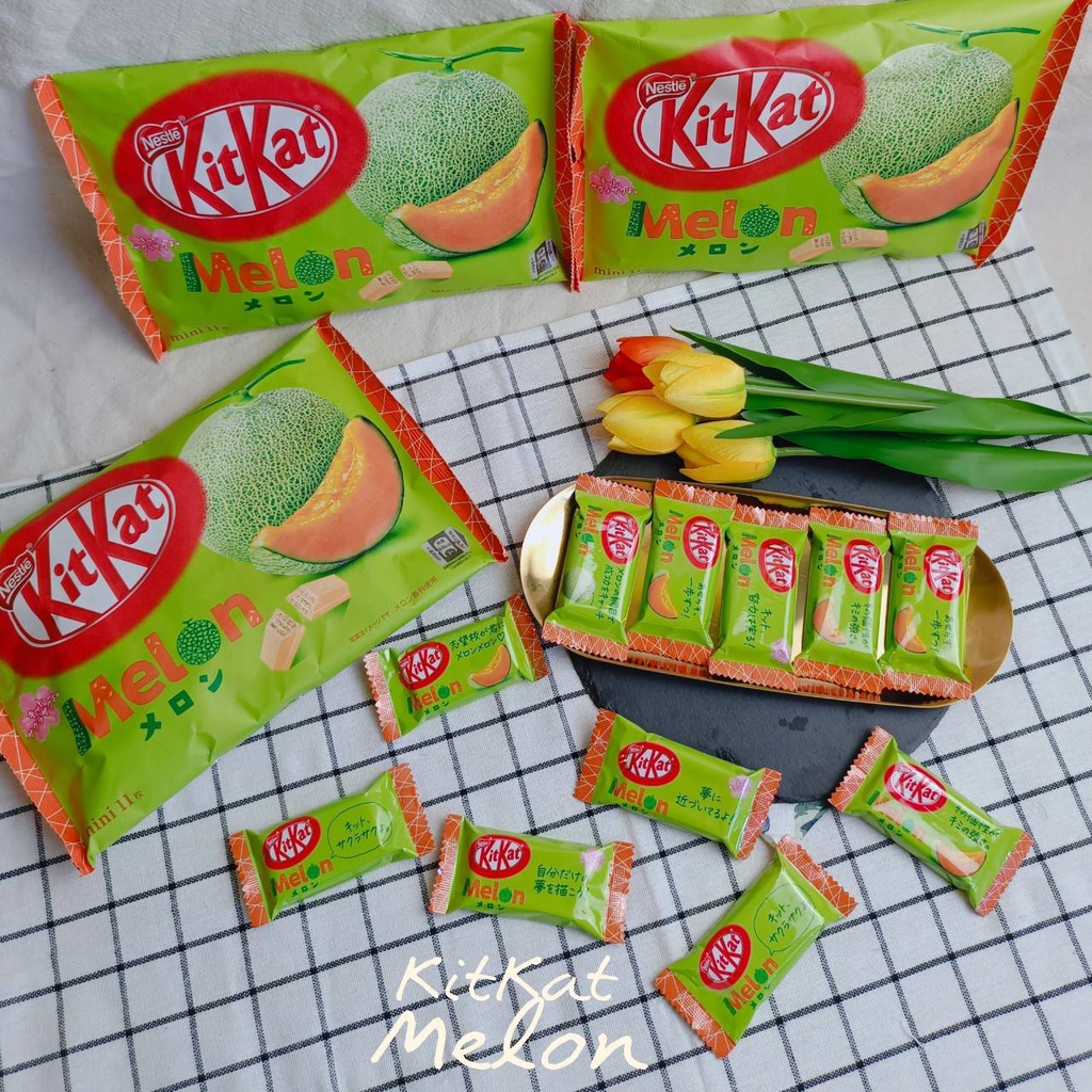Kitkat รส เมล่อนขนมนำเข้าจากญี่ปุ่น (KK35) รุ่นพิเศษฤดูใบไม้ผลิญี่ปุ่น 1 ถุงมี 11 ซองย่อย ...