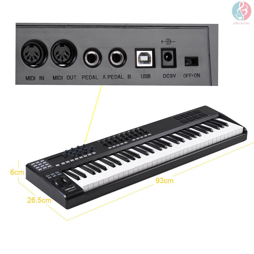 Worlde Panda61 แป้นพิมพ์ 61-คีย์ Usb Midi 8 Rgb Backlit Trigger พร้อม ...