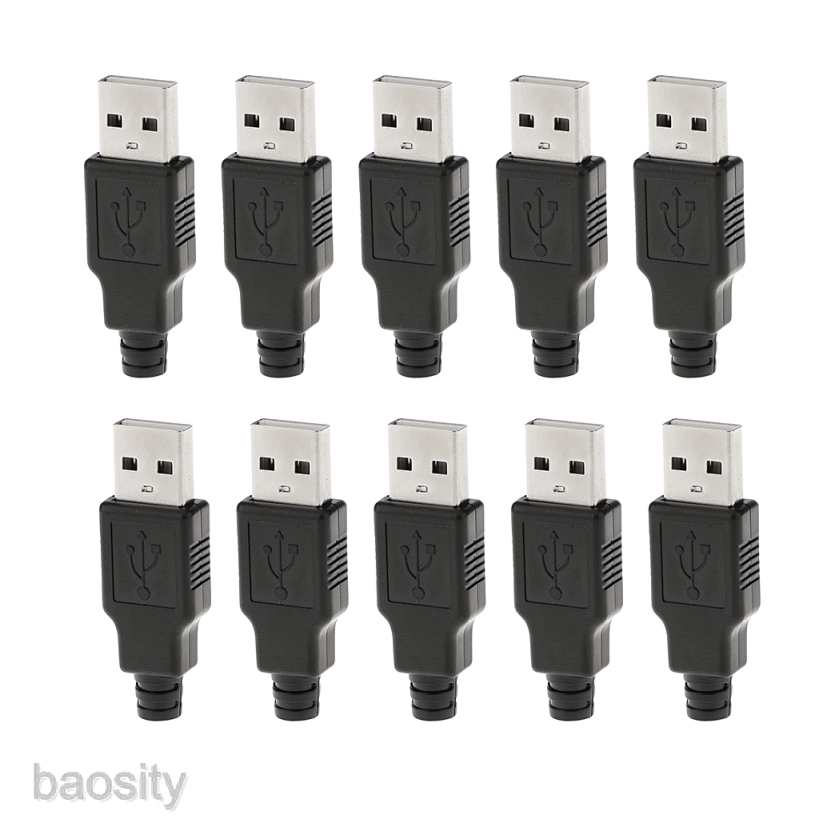 [BAOSITY] 10Pack USB Type-A 4-pin Male Jack Plug Socket Connector ...