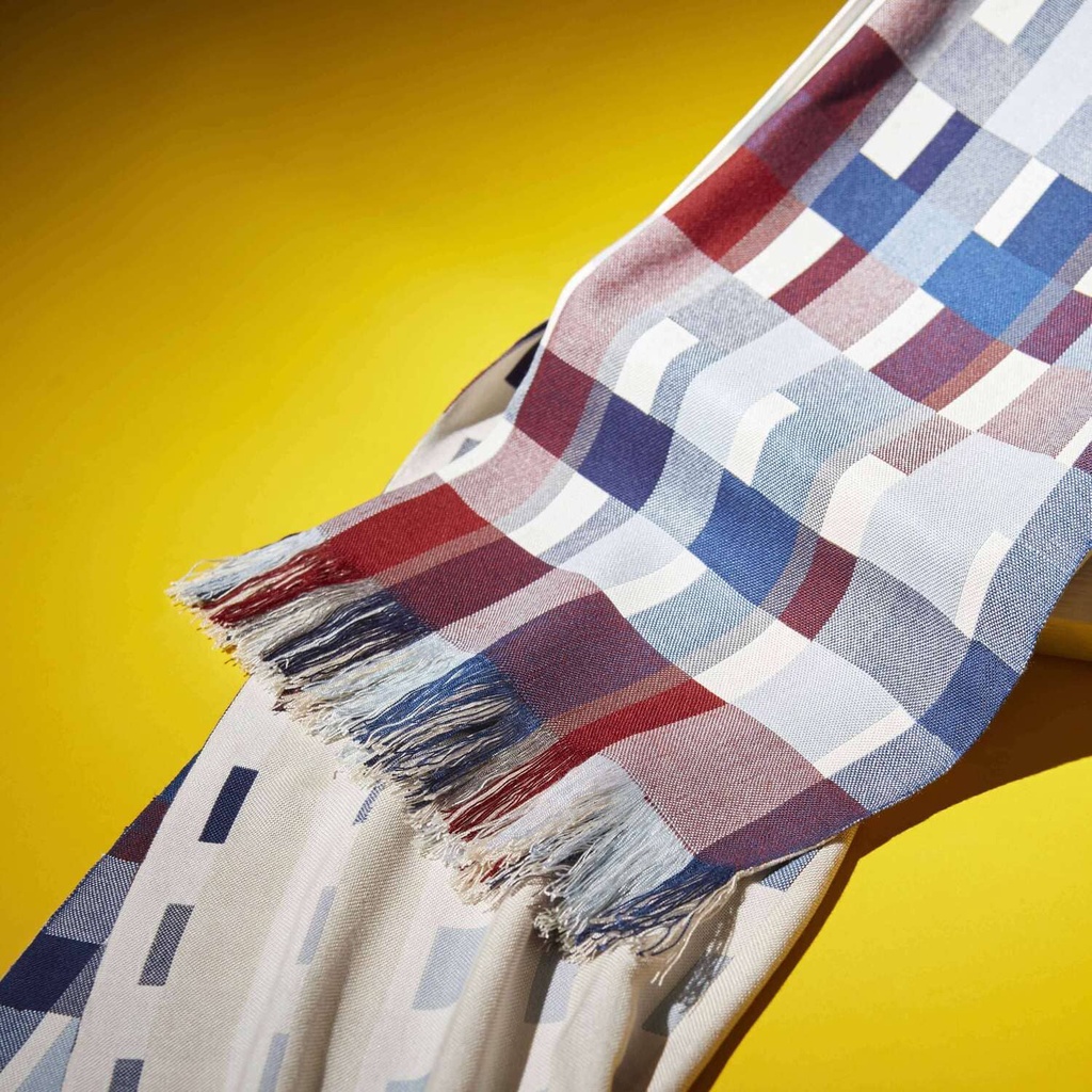 DoiTung Scarf - Salt Blue Multi Bamboo 100 (50x200 cm.) ผ้าพันคอ ทอมือ ...