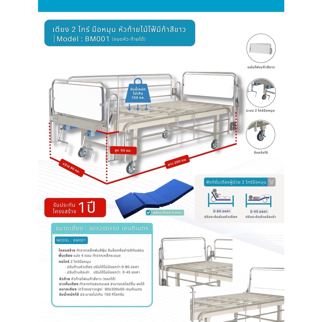 เตียงผู้ป่วย 2ไกร์ไฟฟ้าปีกนก ของแถมครบชุด - healthycareshop401 - ThaiPick
