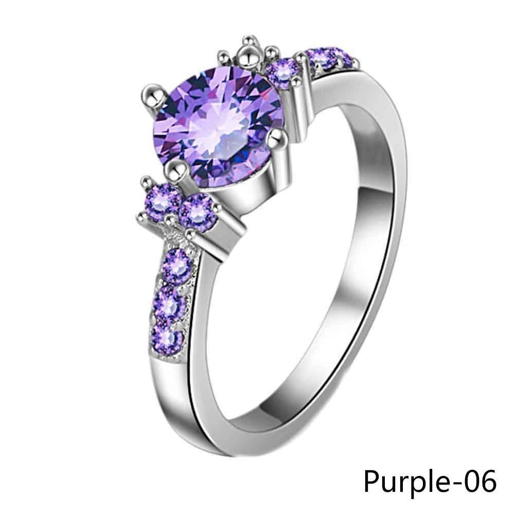 Fashion Purple Silver Jewelry Diamond Rings Engagement Wedding Female ...