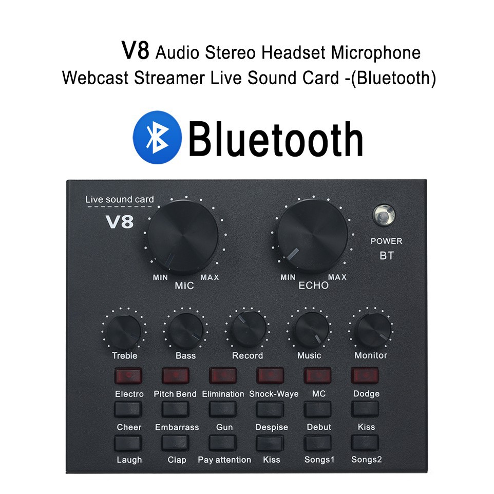 Mini Sound Mixer Board Live Broadcast DJ Sound Mixer Sound CardV8 for ...