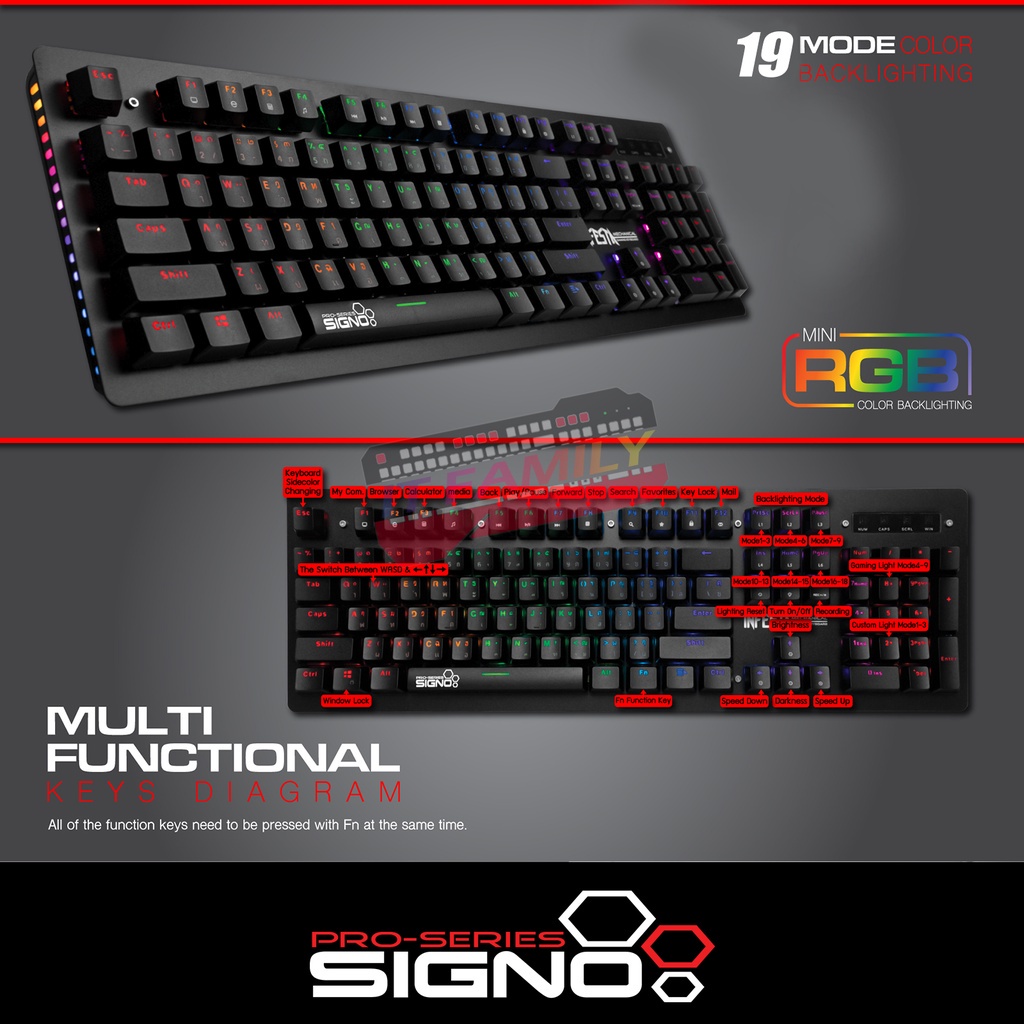 คีย์บอร์ดเกมมิ่ง SIGNO Pro-Series KB-738 INFESTA Mechanical Gaming ...
