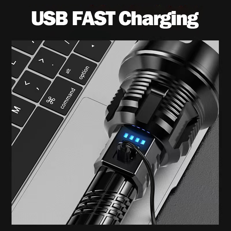 High Power Strong Light Flashlight with high lumens Outdoor Torch LED ...