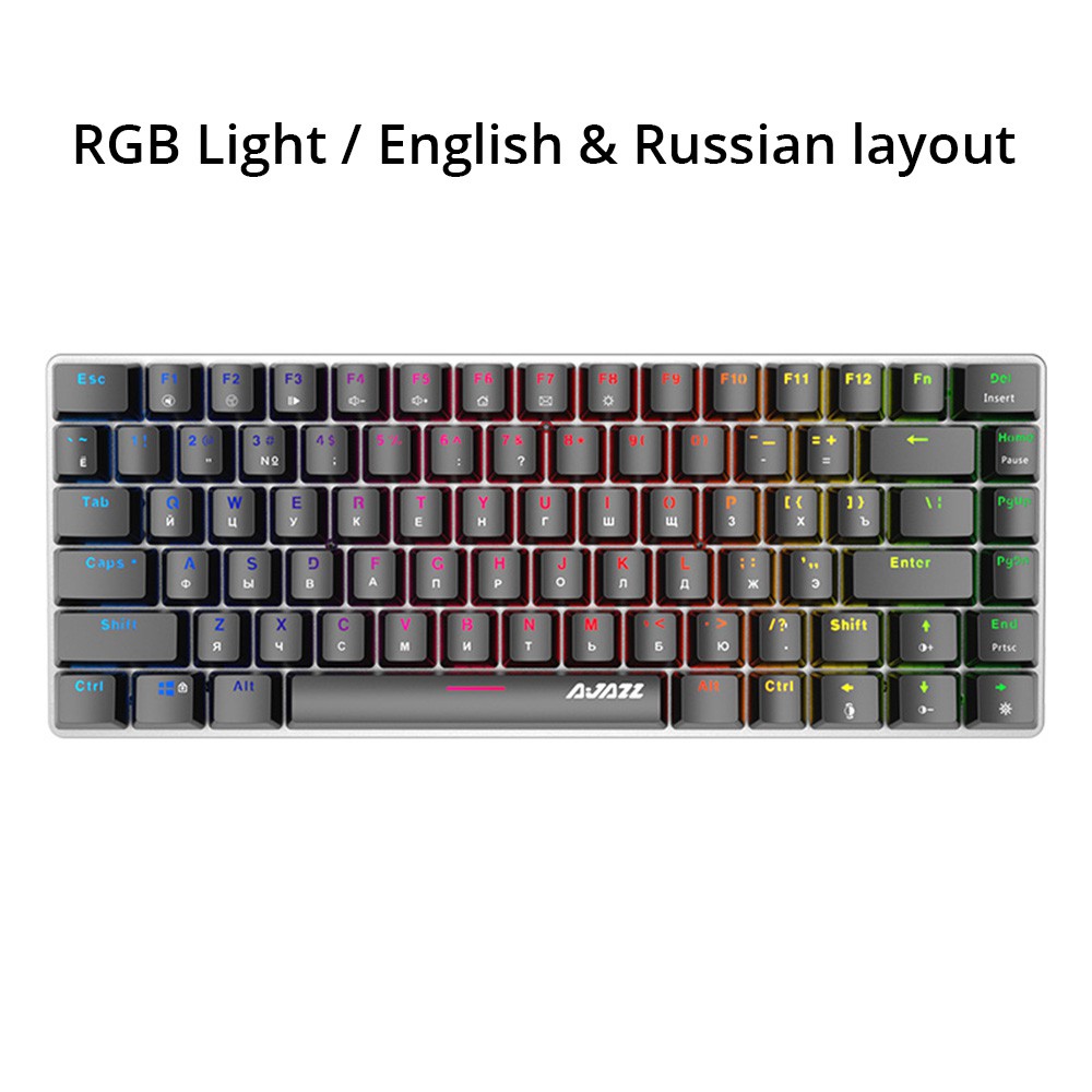แป้นพิมพ์เครื่องกล：Ajazz AK33 mechanical White Gaming Keyboard Wired Russian/English Layout RGB ...
