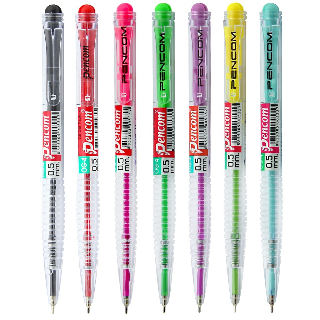 ปากกาลูกลื่นหมึกน้ำมัน 0.5mm Pencom OG-4 ด้ามใส (กระป๋อง 50 ด้าม ...