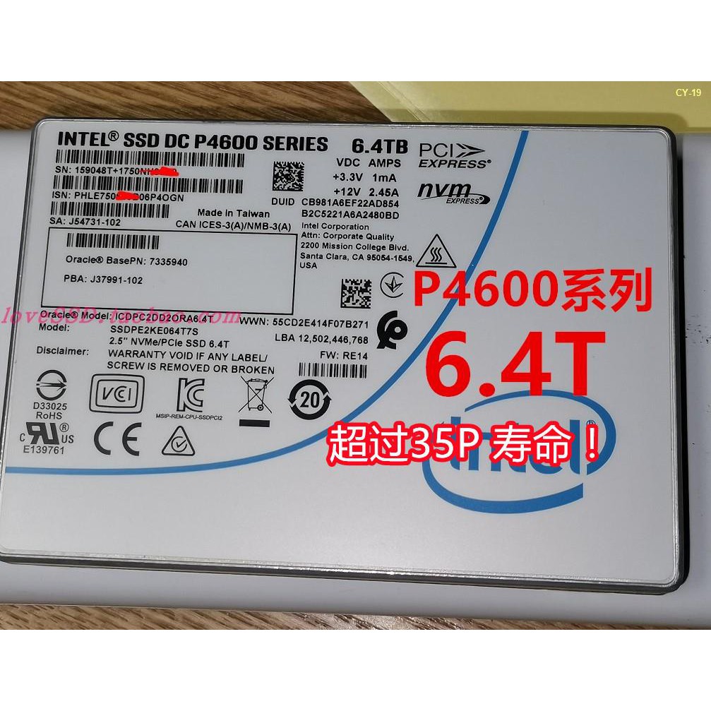 IntelIntel P4600 6.4T SSD Solid State Drive PK PM1725a P4610 P3700 2T ...