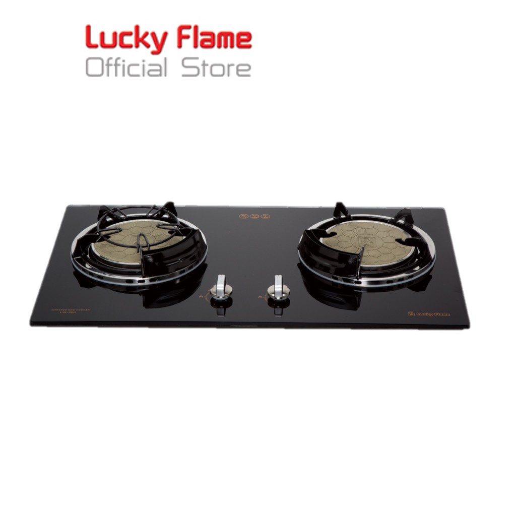 จัดส่งฟรี Lucky Flame เตาแก๊สแบบฝัง 2 หัว LBG-802i หัวเตาอินฟราเรด รับ ...