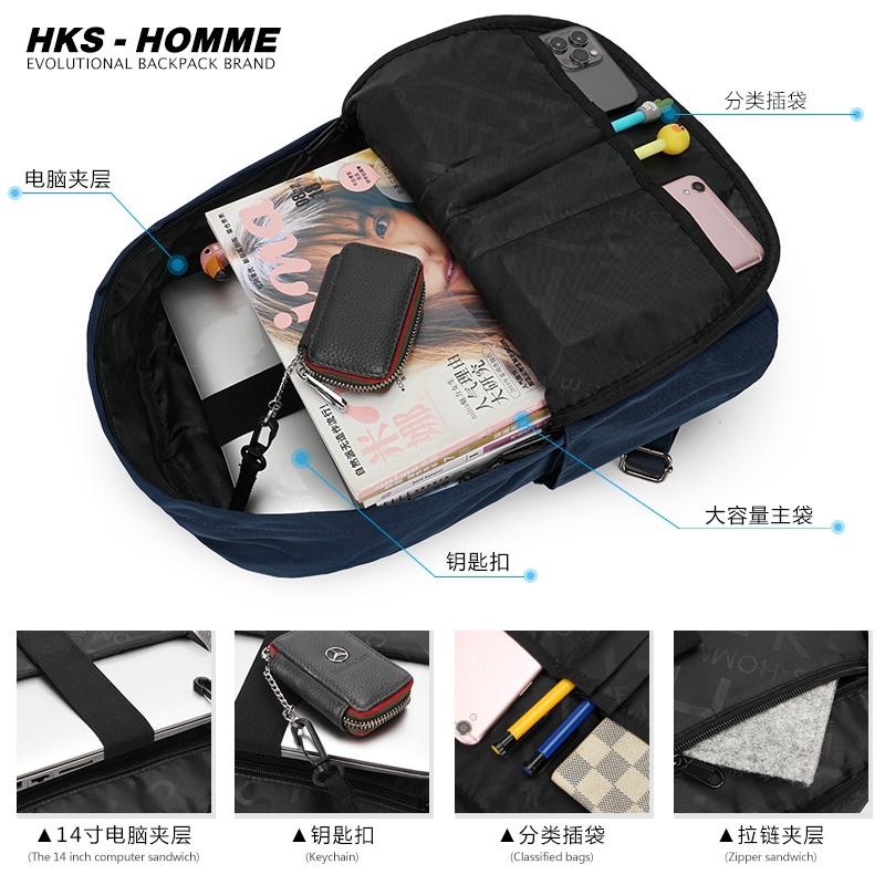 ♕HKS-HOMME light กระเป๋านักเรียนหญิงนักเรียนมัธยมปลายมินิกระเป๋าเป้ ...
